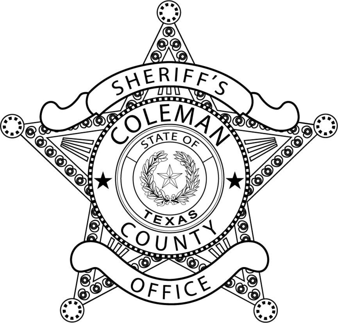 Coleman County Sheriffs Office Law Enforcement Badge, Black White, Svg ...