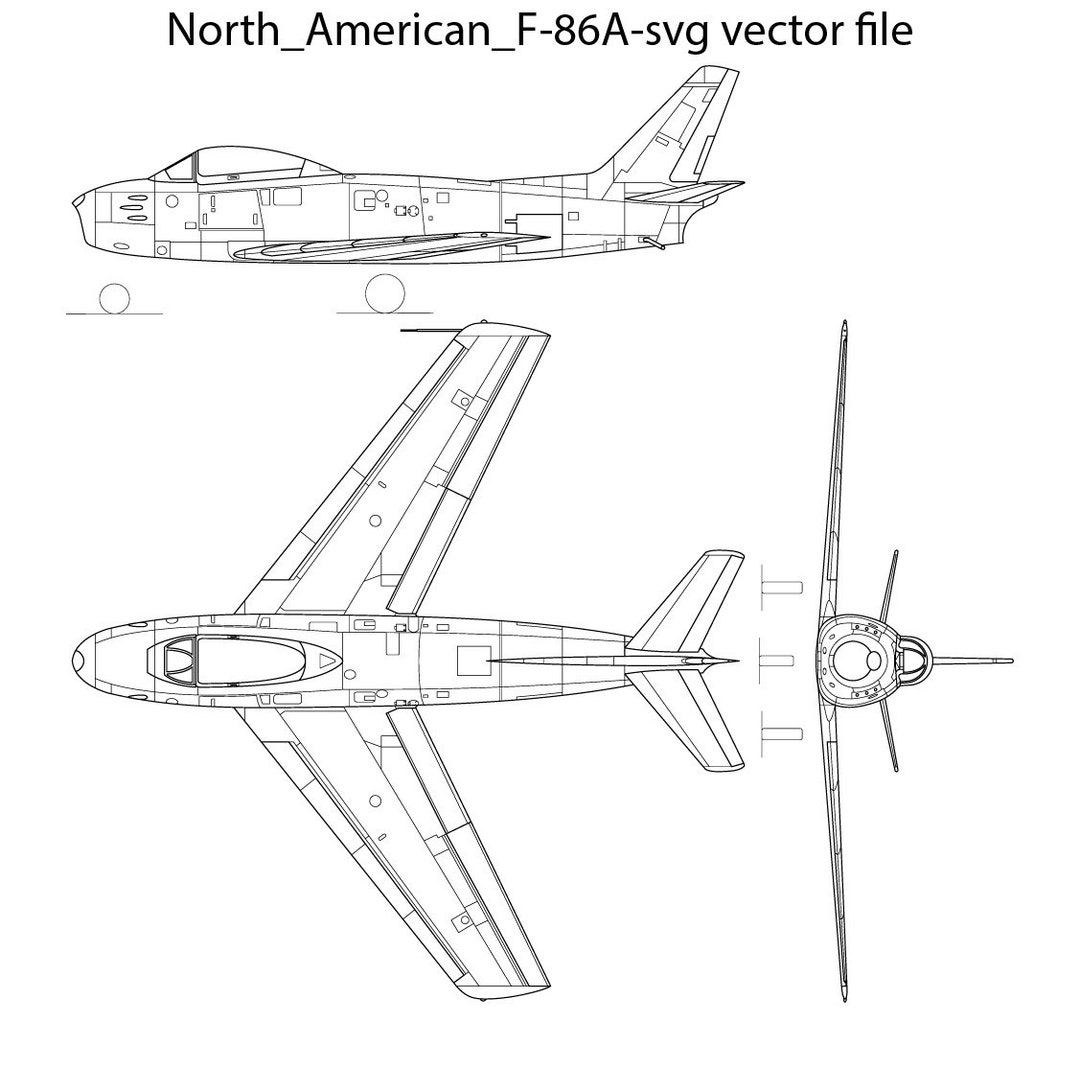 North American F 86A Svg Vector File, Black White, Helicopter, Jet ...