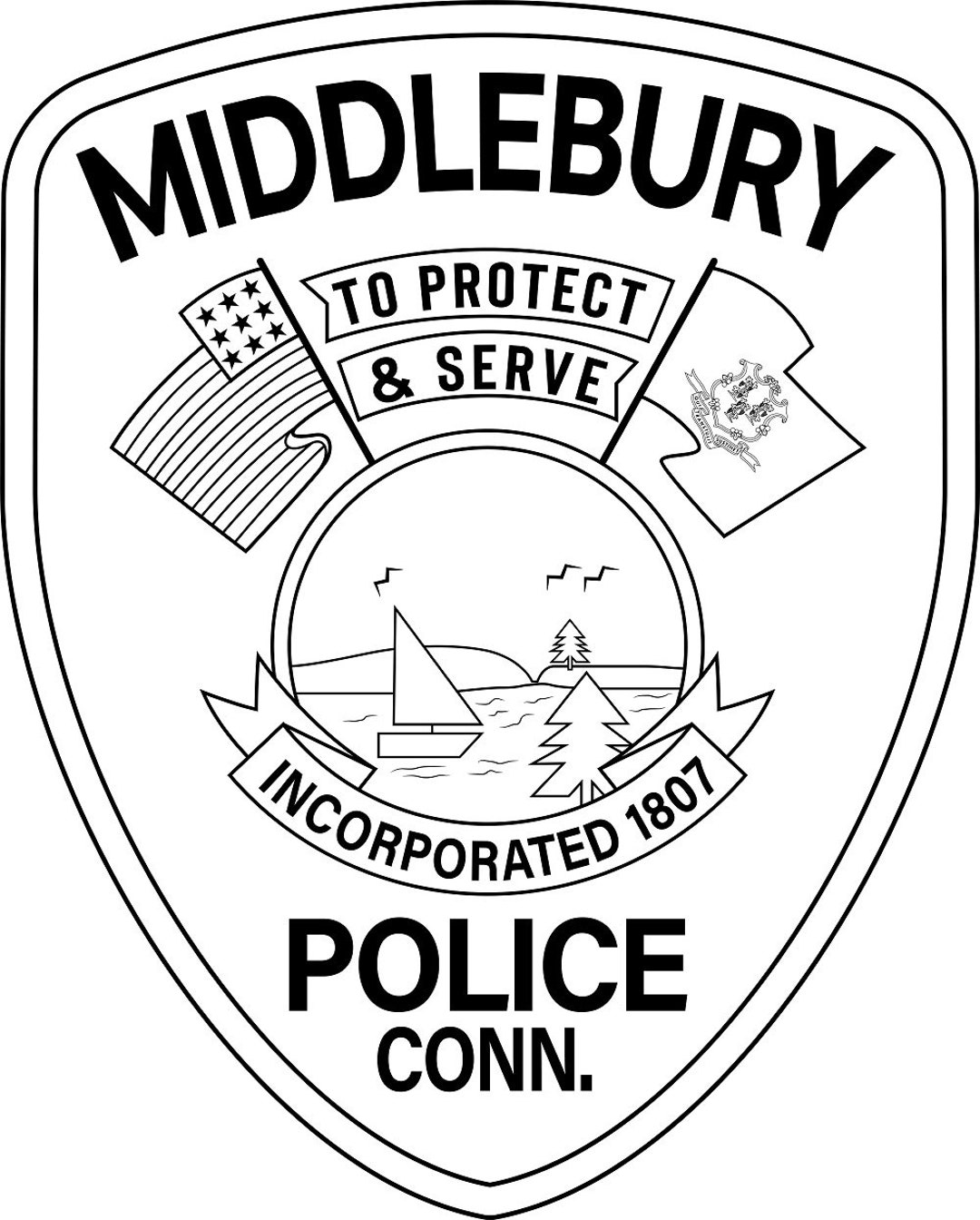 Middlebury Police Connecticut Badge, SVG, Vector, DXF, CNC, Cricut, Svg ...