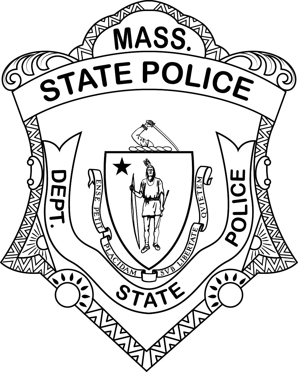 Massachusetts State Police Badge Badge, SVG, Vector, DXF, CNC, Cricut ...