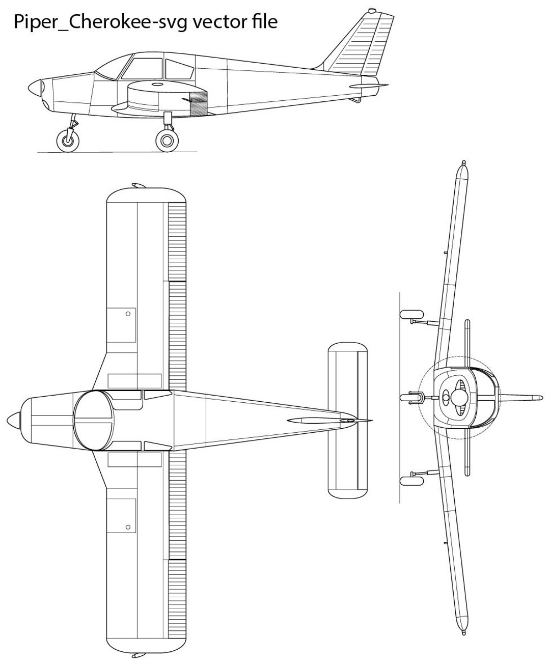 Piper Cherokee Svg Vector File, Black White, Helicopter, Jet, Line Art ...