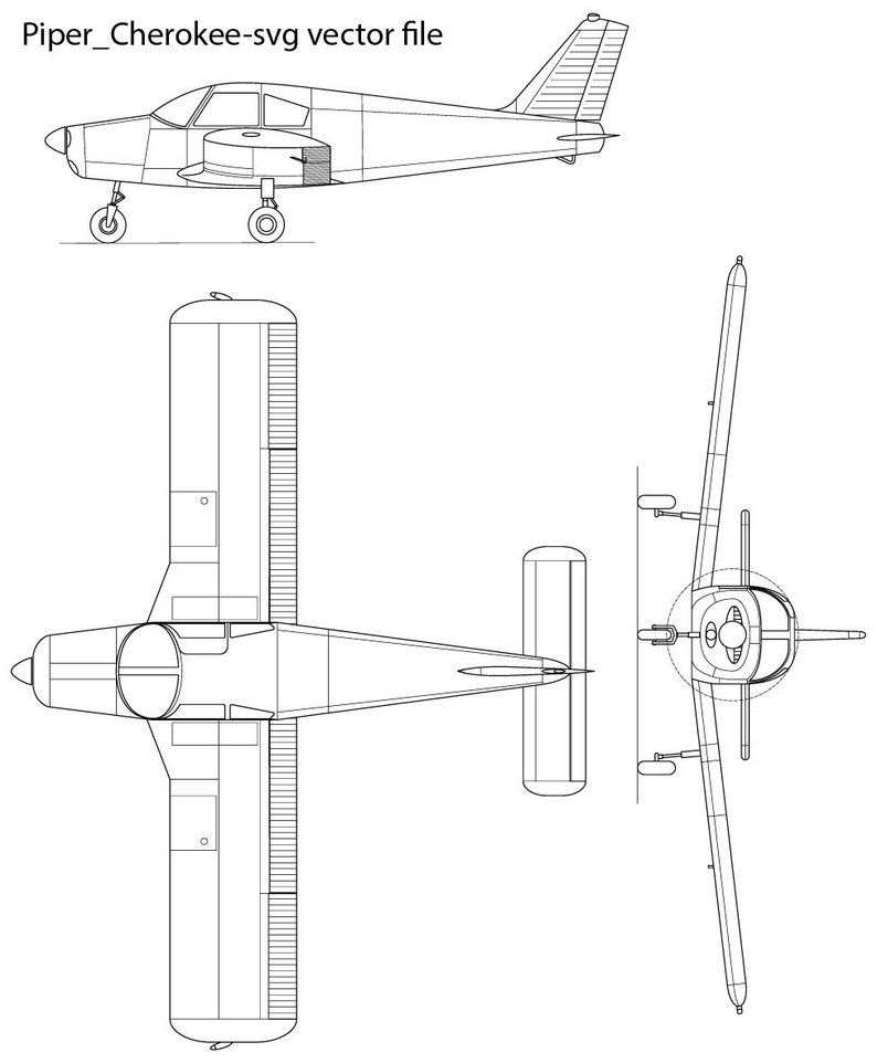 Piper Cherokee Svg Vector File, Black White, Helicopter, Jet, Line Art ...