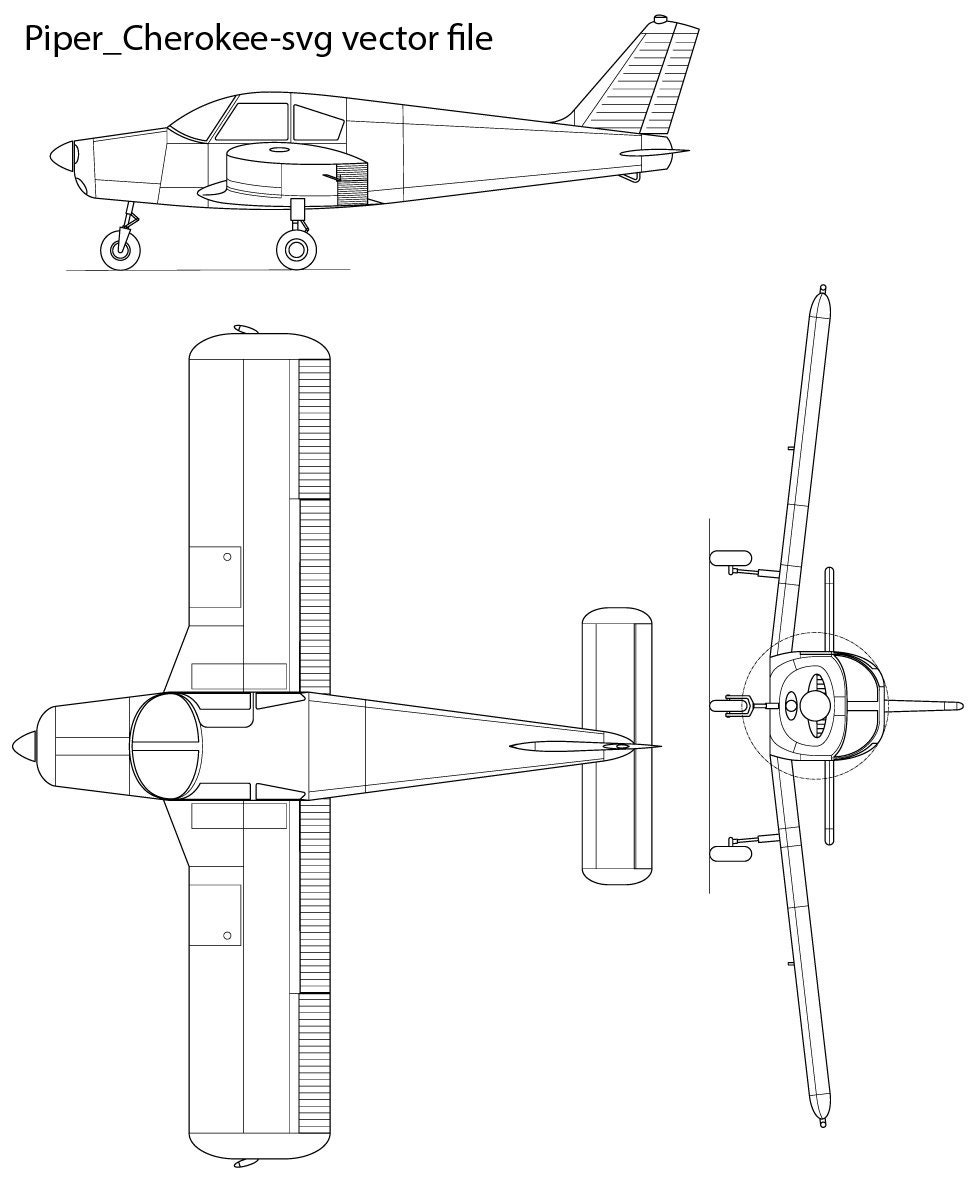 Piper Cherokee Svg Vector File, Black White, Helicopter, Jet, Line Art ...