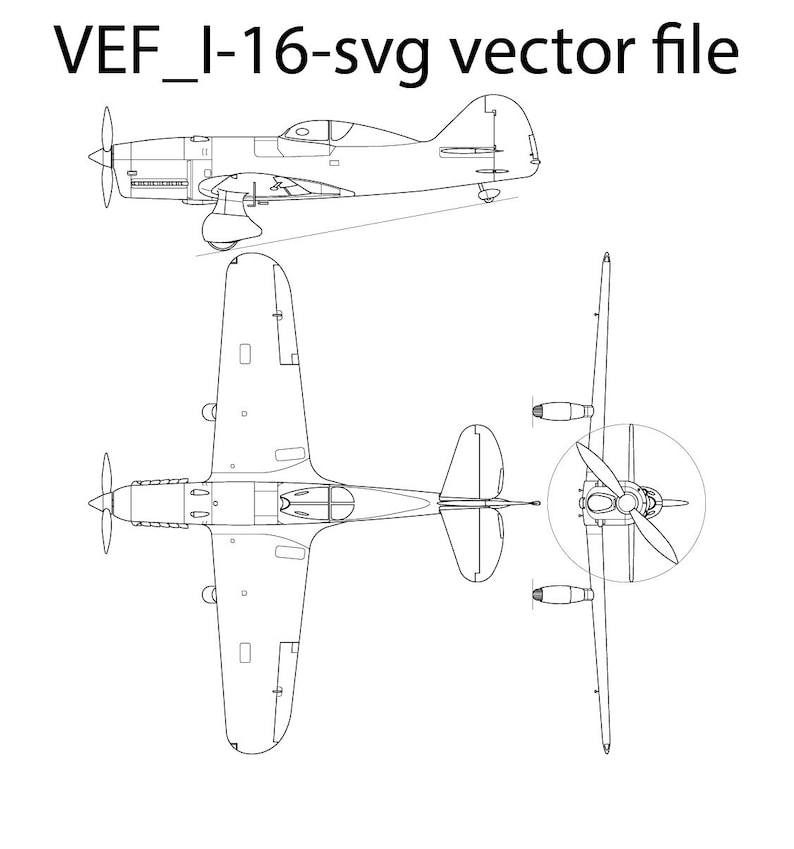 VEF I 16 Svg Vector File , Black White, Helicopter, Jet, Line Art ...