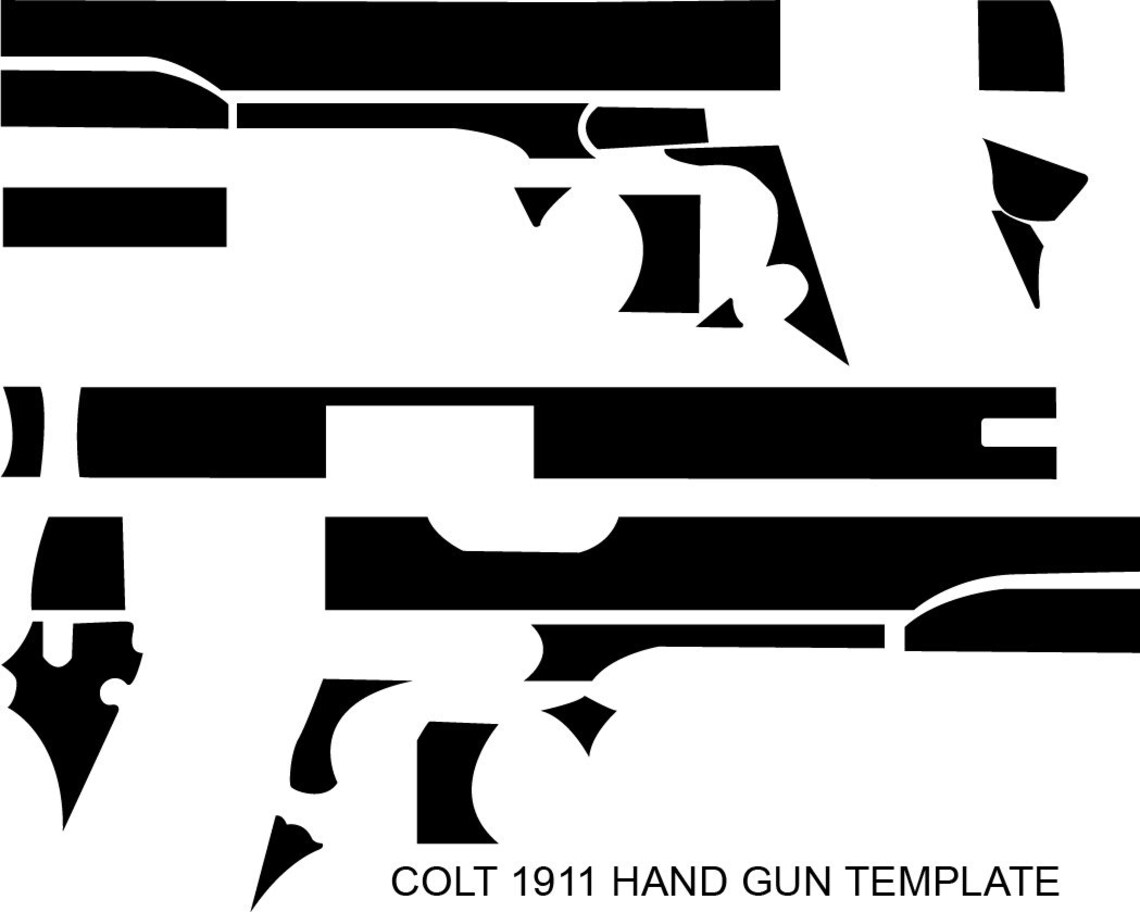 Colt 1911 Gun Black Template Badge, SVG, Vector, DXF, CNC, Cricut, Svg ...