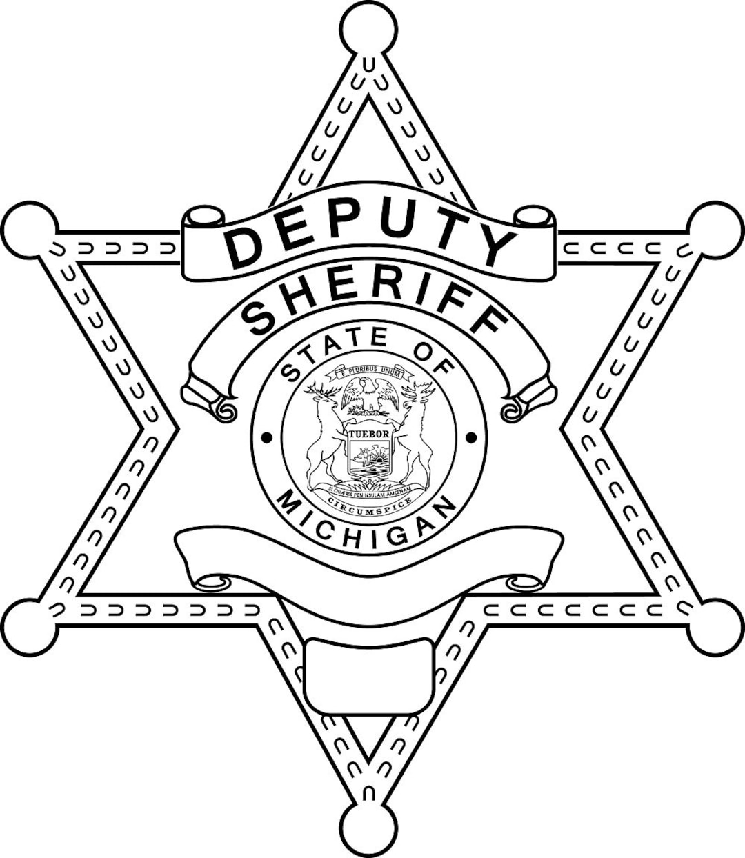 Deputy Sheriff Badge Michigan State Eagle, Badge, Black White, Svg ...