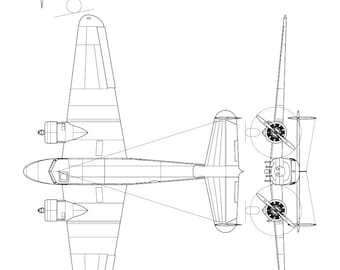 North American T 28B Trojan 3 View Svg Vector File, Black White ...