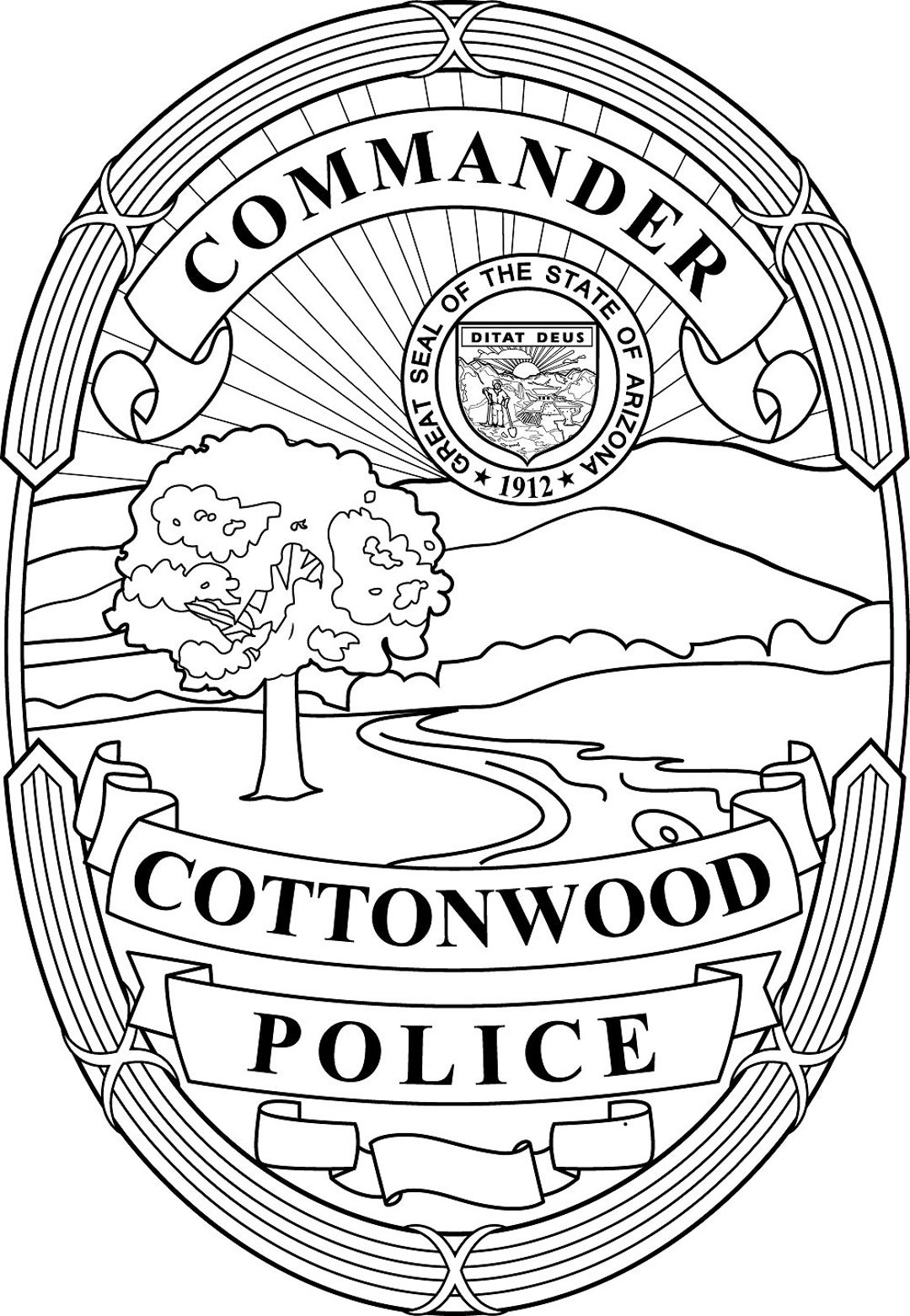 Commander Badge Cottonwood Police AZ Badge, Svg, Vector, Dxf, Cnc ...