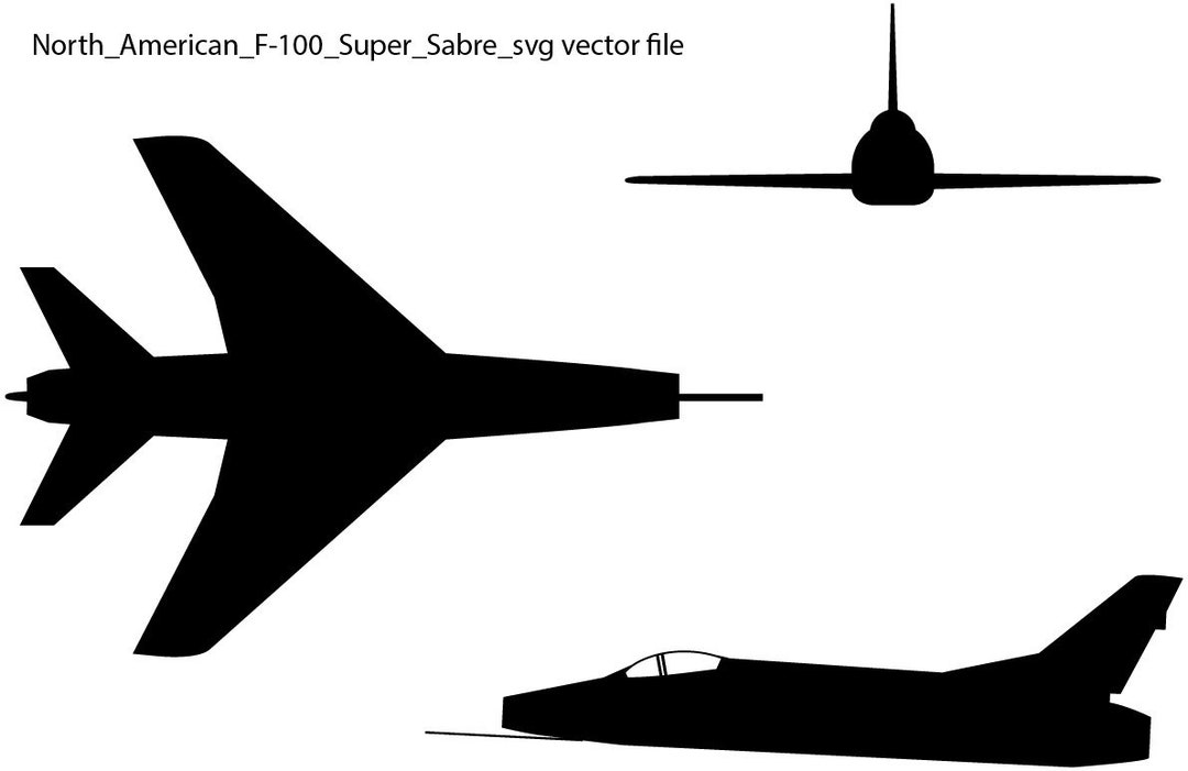 North American F 100 Super Sabre Svg Vector File, Black White ...