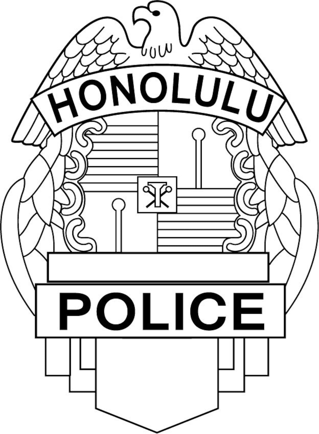 Honolulu Police Badge Vector File Svg Dxf Black White Outline Honolulu ...