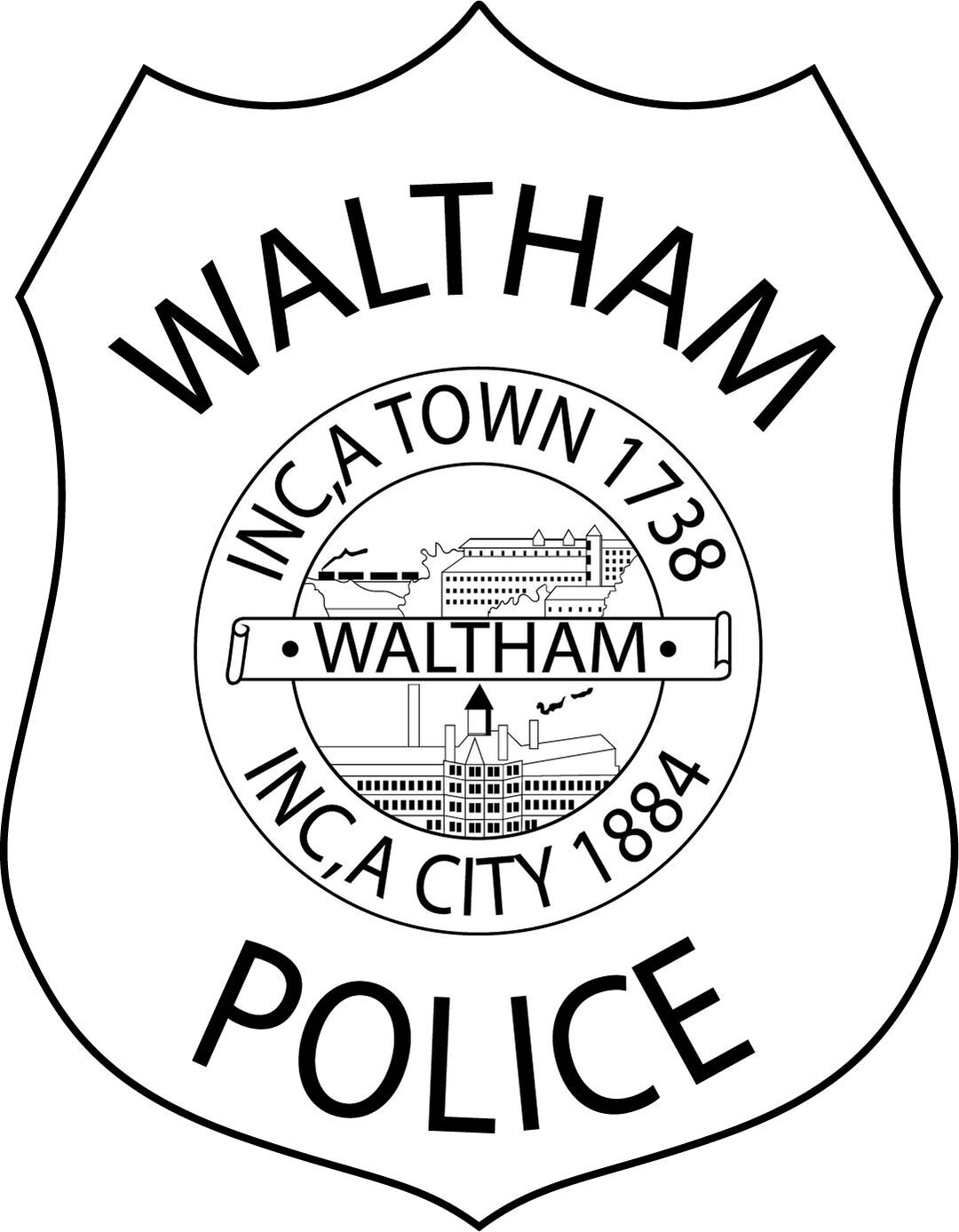Waltham Police Badge Line Art Vector File Badge, Black White, Svg ...