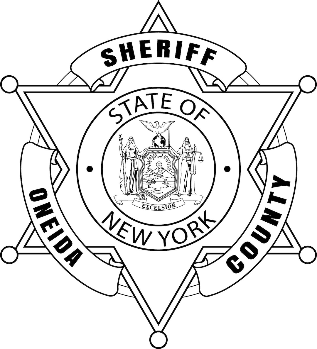 Oneida Sheriff Badge Ny Vector Line Art File Vector, CNC, Cricut, Svg ...