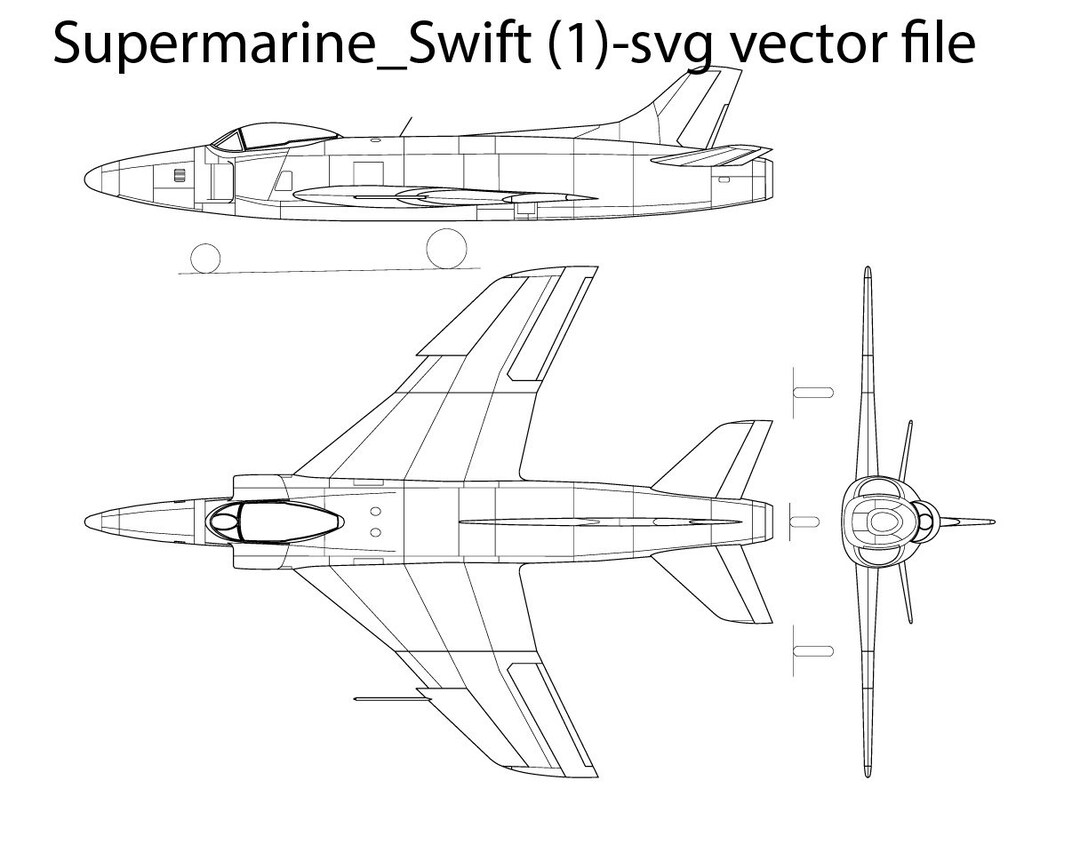 Supermarine Swift Svg Vector File, Black White, Helicopter, Jet, Line ...
