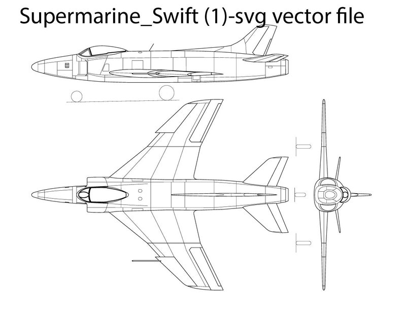 Supermarine Swift Svg Vector File, Black White, Helicopter, Jet, Line ...