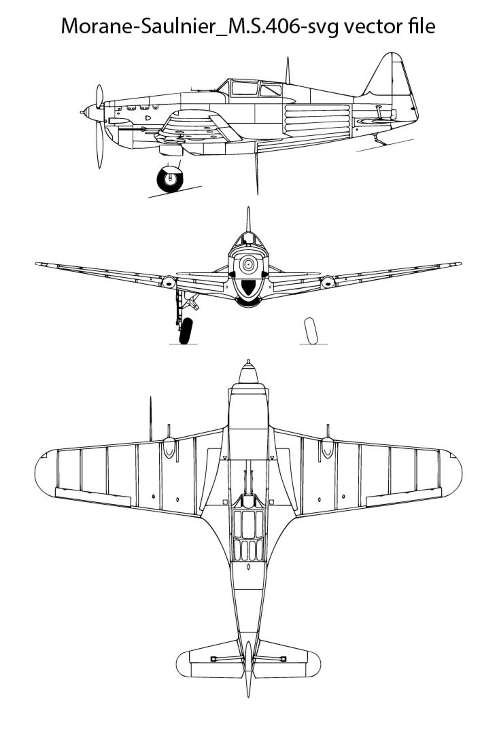 Morane Saulnier M S 406 Svg Vector File, Black White, Helicopter, Jet ...