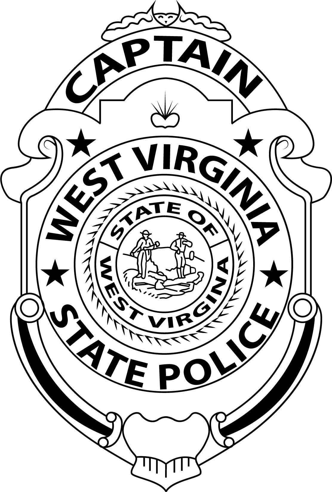 Captain State Police West Virginia Vector File Badge, Black White, Svg ...