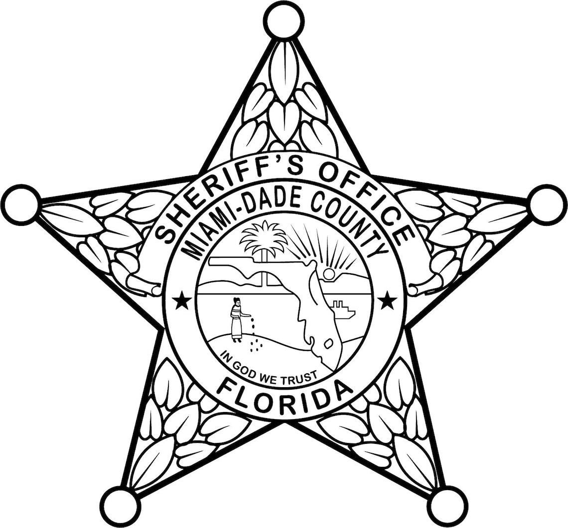 Florida Sheriff Badge Miami Dade County Vector File Badge, Black White ...