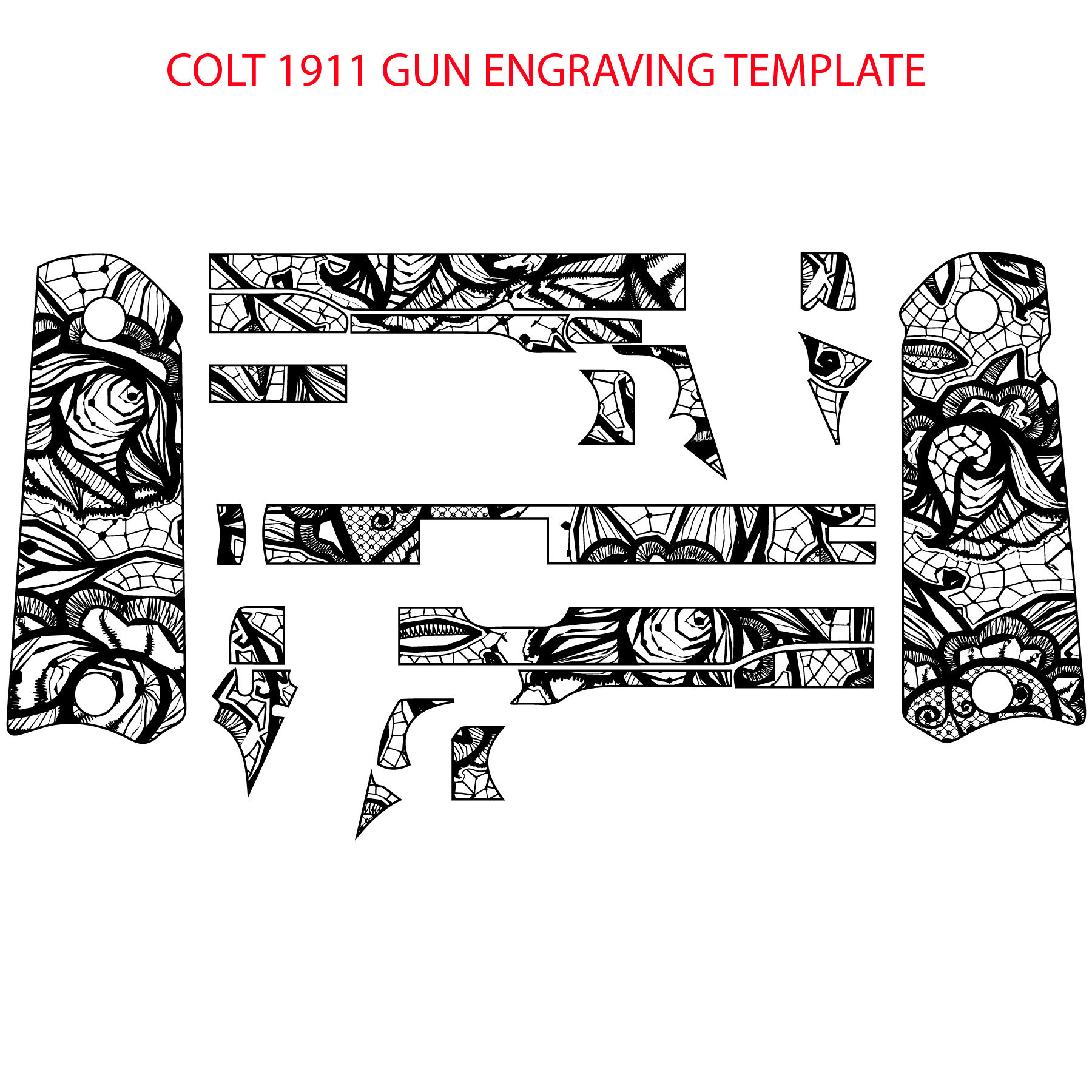Colt 1911 Engraving Design Badge, SVG, Vector, DXF, CNC, Cricut, Svg ...