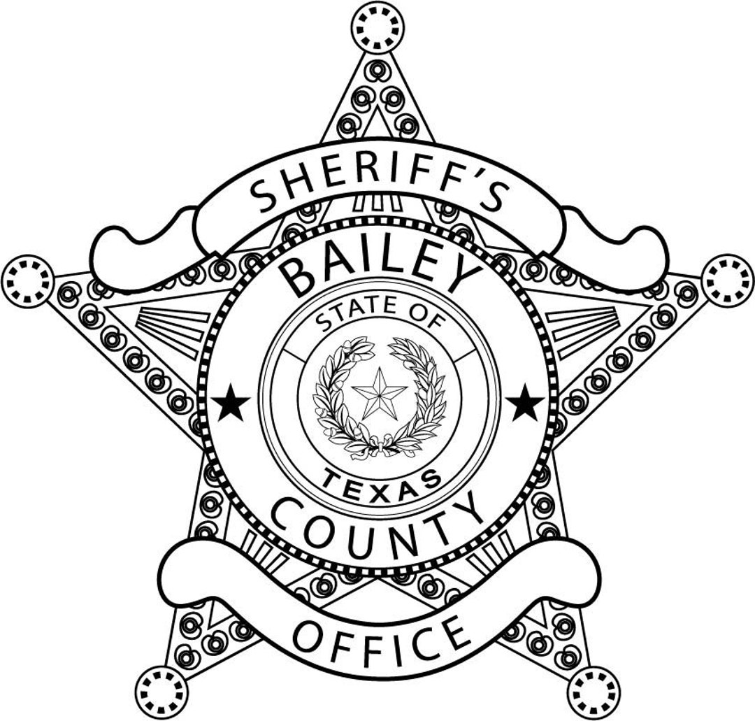 Bailey County Sheriffs Office Law Enforcement Badge, Black White, Svg ...