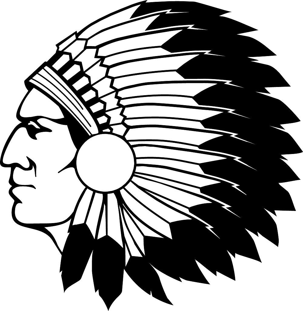 Red Indian American Indian Vector Black White Patch Pin Monogram Cut ...