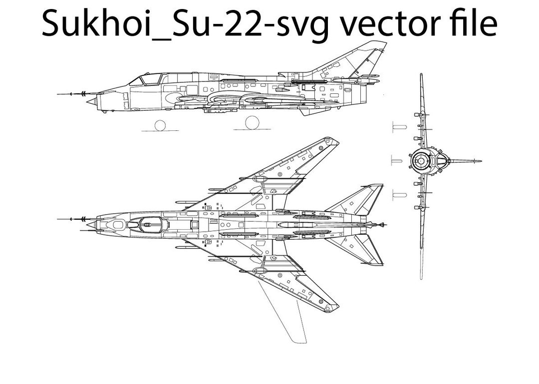 Sukhoi Su 22 Svg Vector File, Black White, Helicopter, Jet, Line Art ...