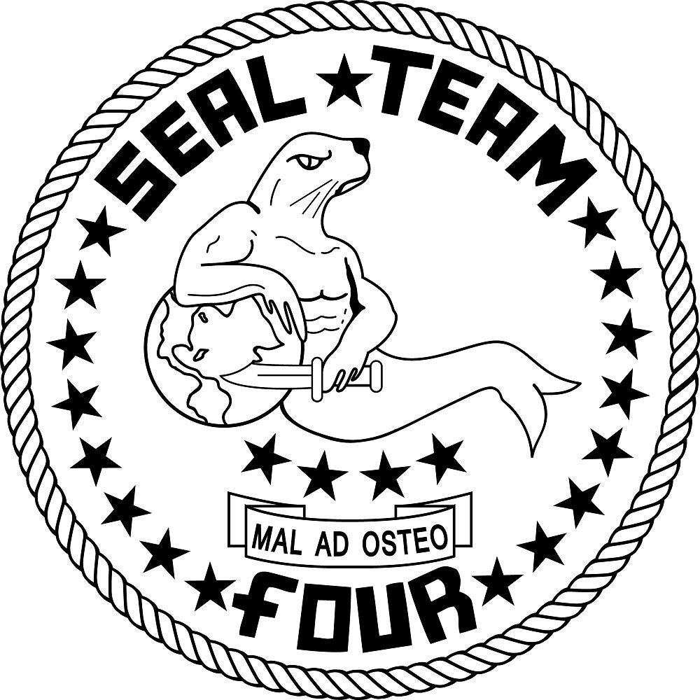 US Navy Seal Team 4 Vector Svg Insignia Black White Outline Cnc Router ...