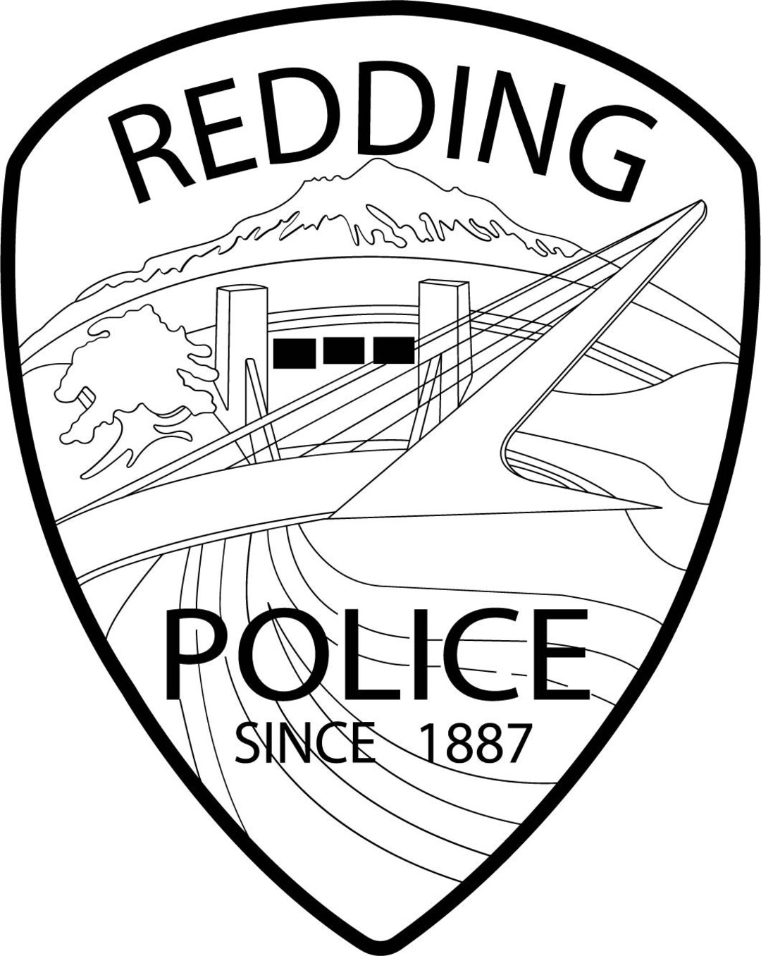 Redding Police Patch Vector File Badge, Black White, Svg, Outline, Cnc ...