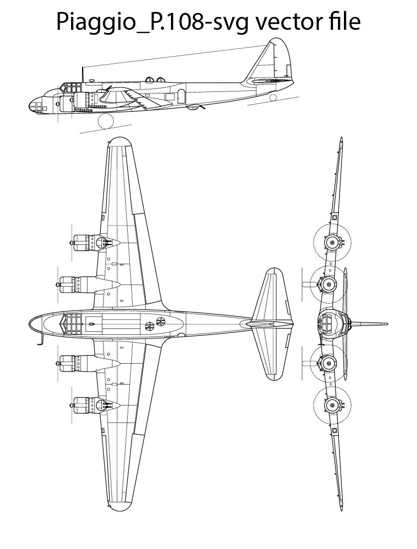 Piaggio P 108 Svg Vector File, Black White, Helicopter, Jet, Line Art ...