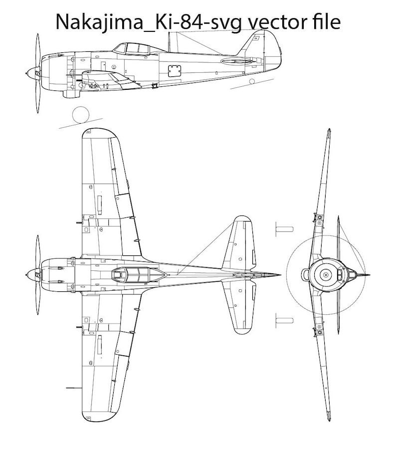 Nakajima Ki 84 Svg Vector File, Black White, Helicopter, Jet, Line Art ...