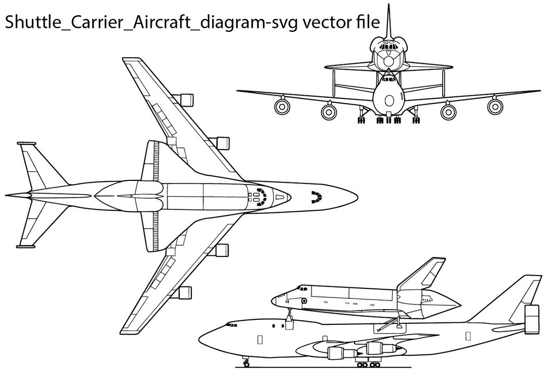 Shuttle Carrier Aircraft Diagram Svg Vector File, Black White ...