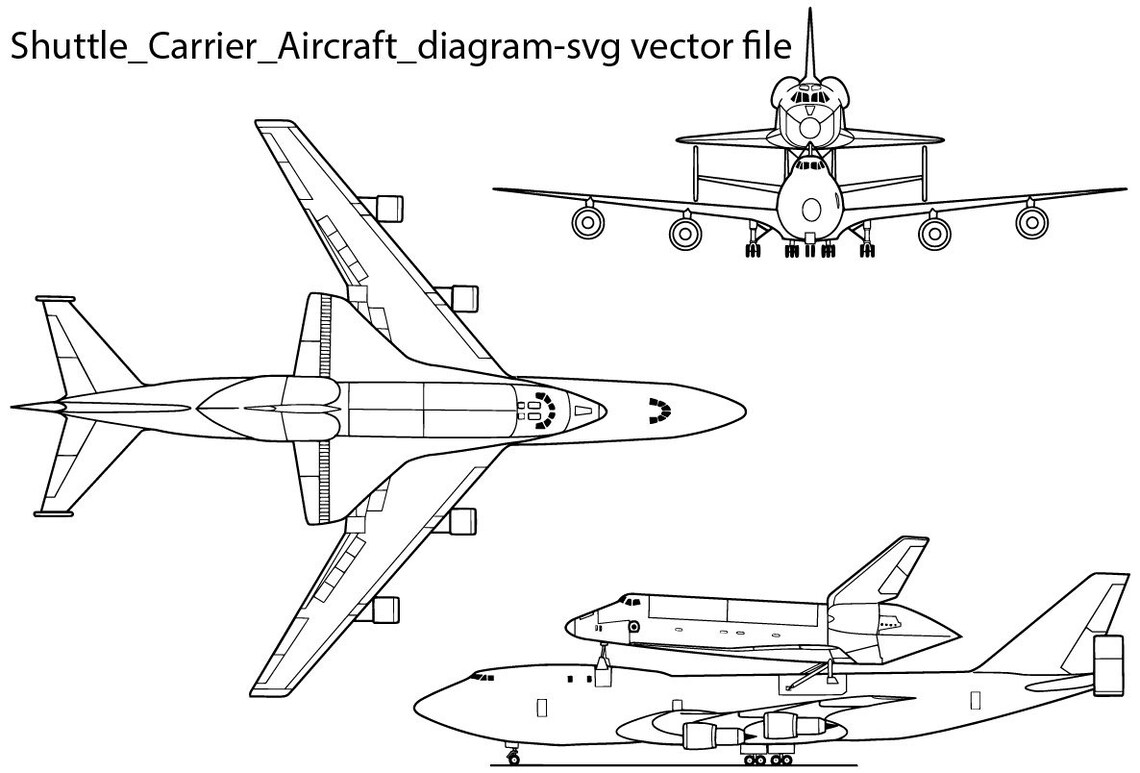 Shuttle Carrier Aircraft Diagram Svg Vector File, Black White ...