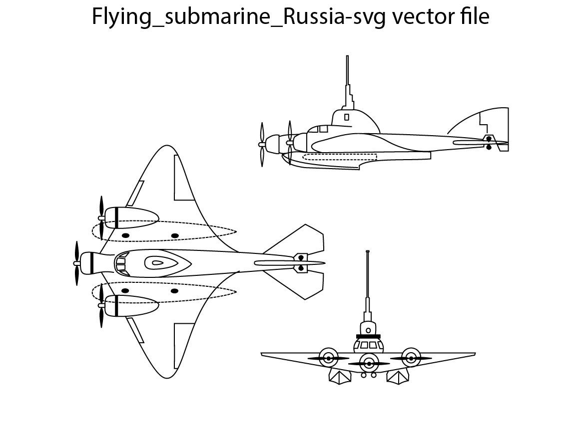 Flying Submarine Russia Svg Vector File, Black White, Helicopter, Jet ...