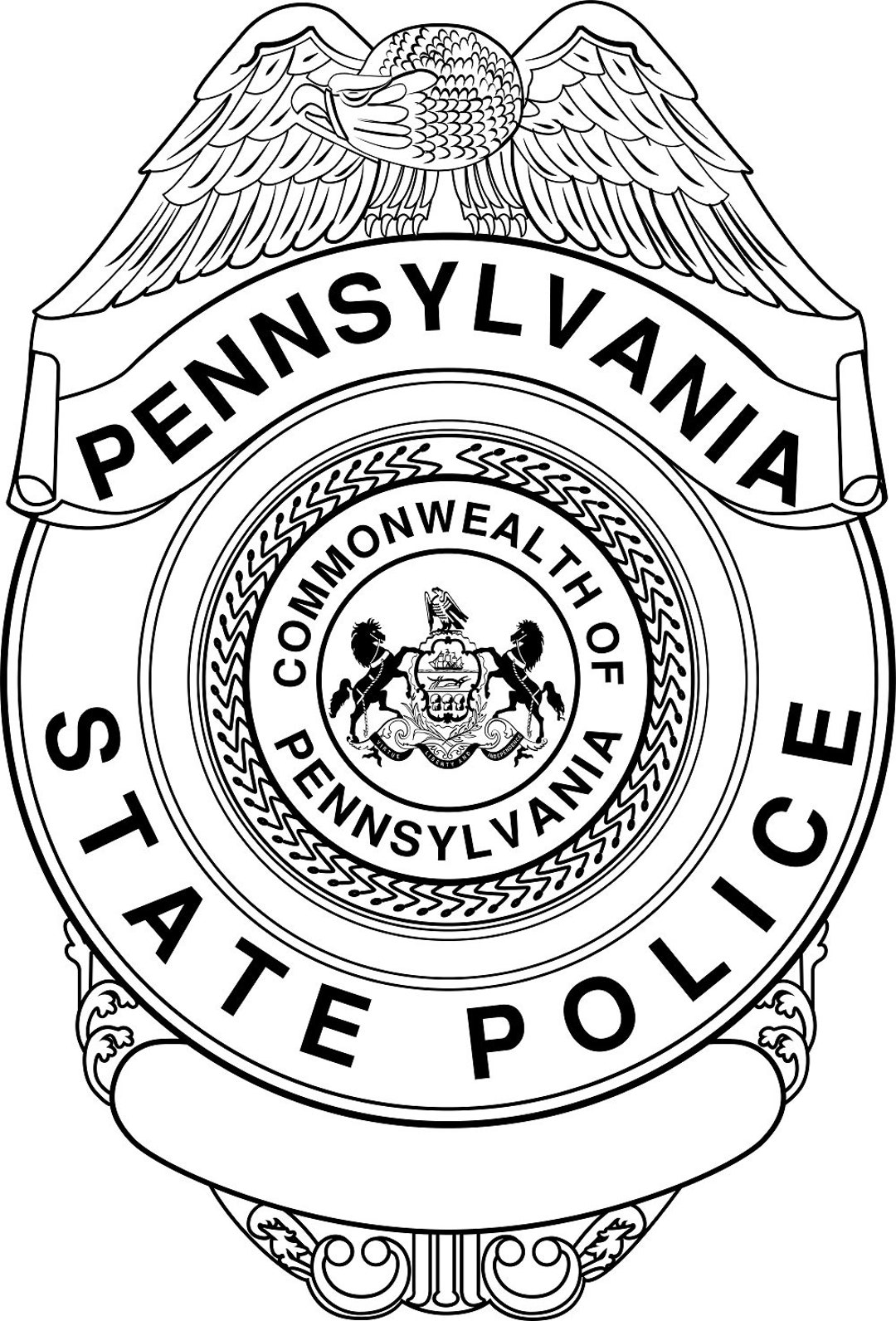 Pennsylvania State Police Svg Badge Vector Black White Outline Toolpath ...