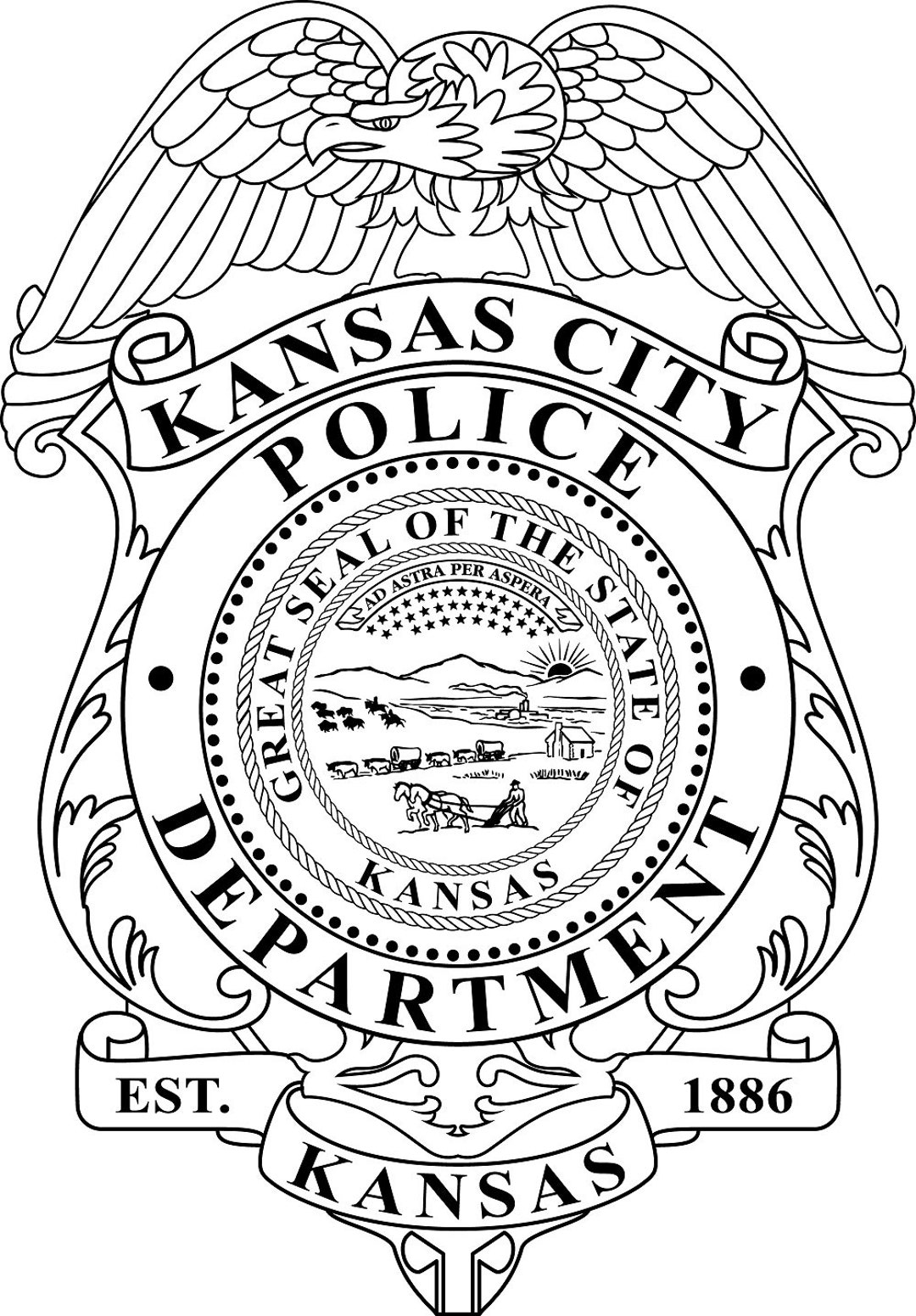 Kansas City Police Badge Badge, SVG, Vector, DXF, CNC, Cricut, Svg ...
