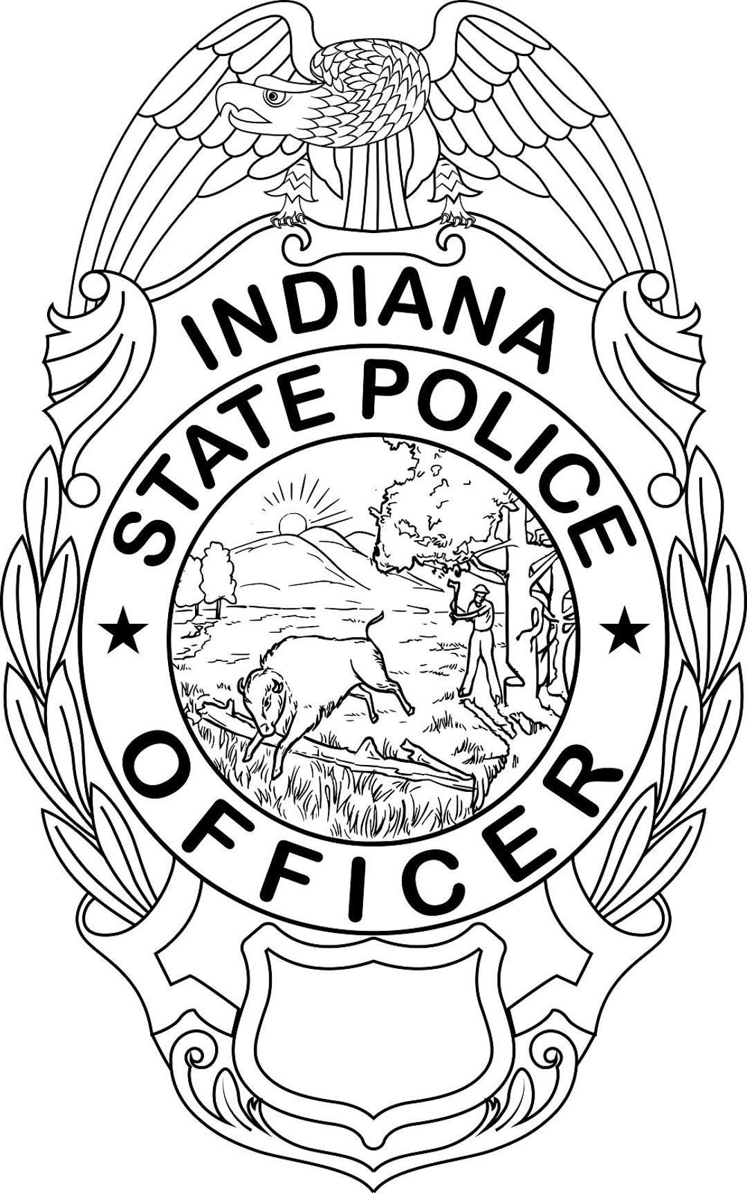 Indiana State Police Officers Badge V2 Badge, SVG, Vector, DXF, CNC ...