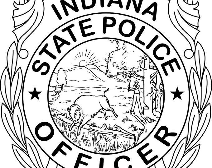Indiana State Police Officers Badge V2 Badge, SVG, Vector, DXF, CNC ...