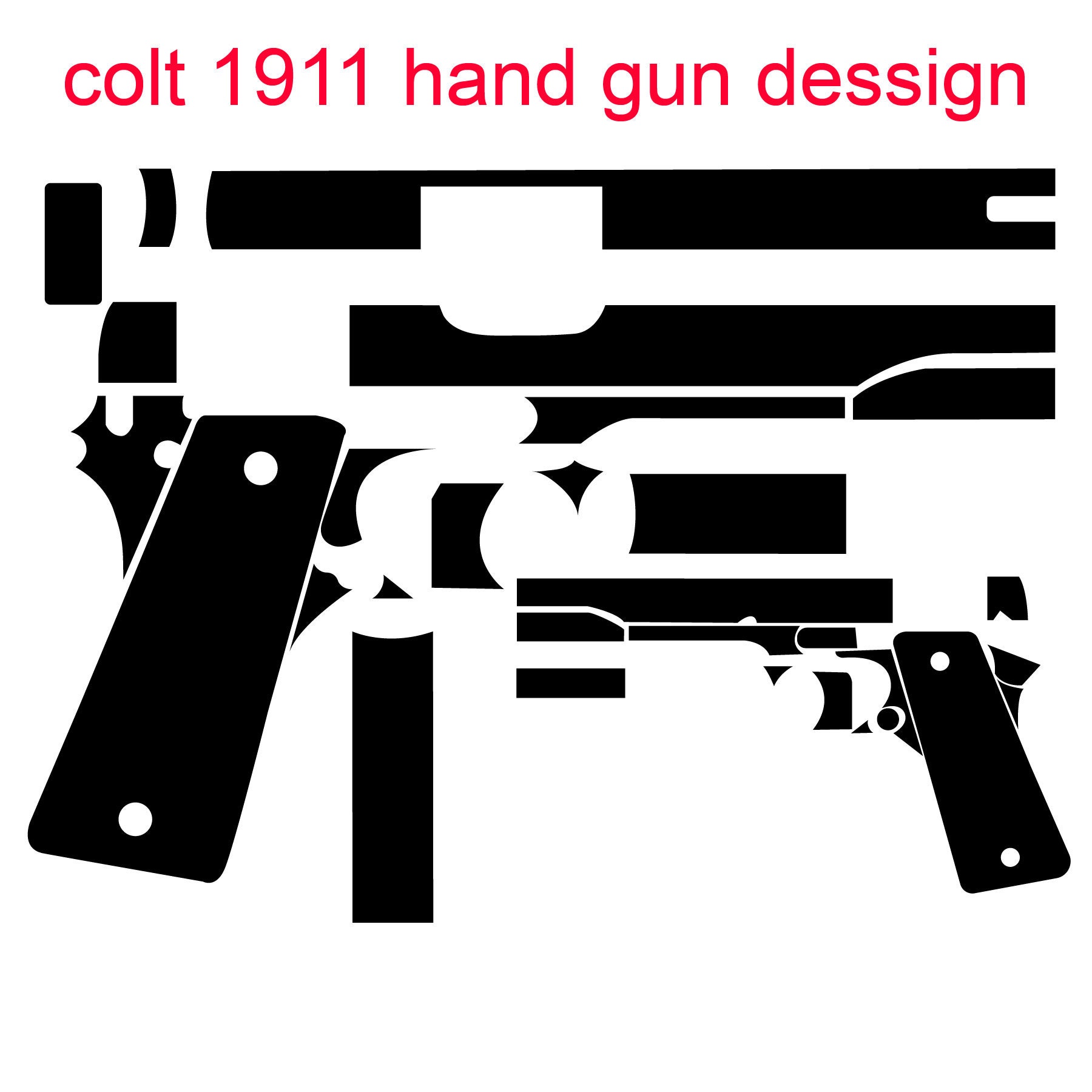 Colt 1911 Black Template Badge, SVG, Vector, DXF, CNC, Cricut, Svg ...