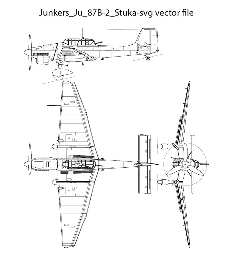 Junkers Ju 87B 2 Stuka Svg Vector File, Black White, Helicopter, Jet ...