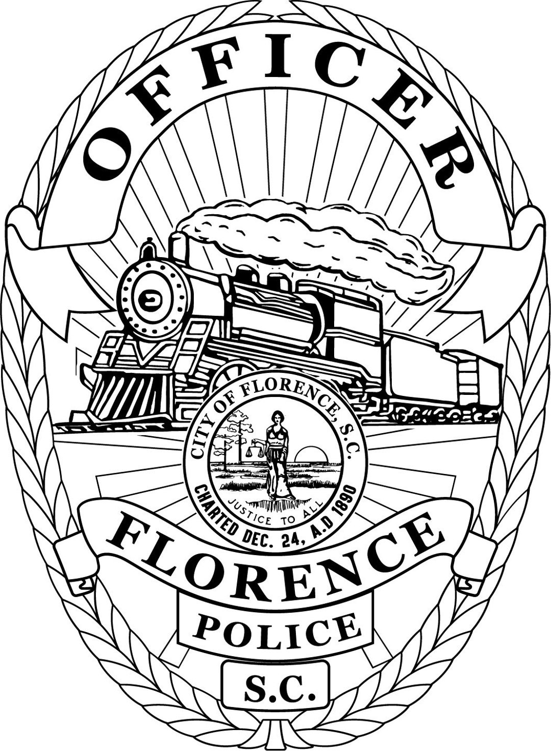 Florence Police Officer Badge SVG Vector DXF CNC Cricut Svg, Laser Cut ...