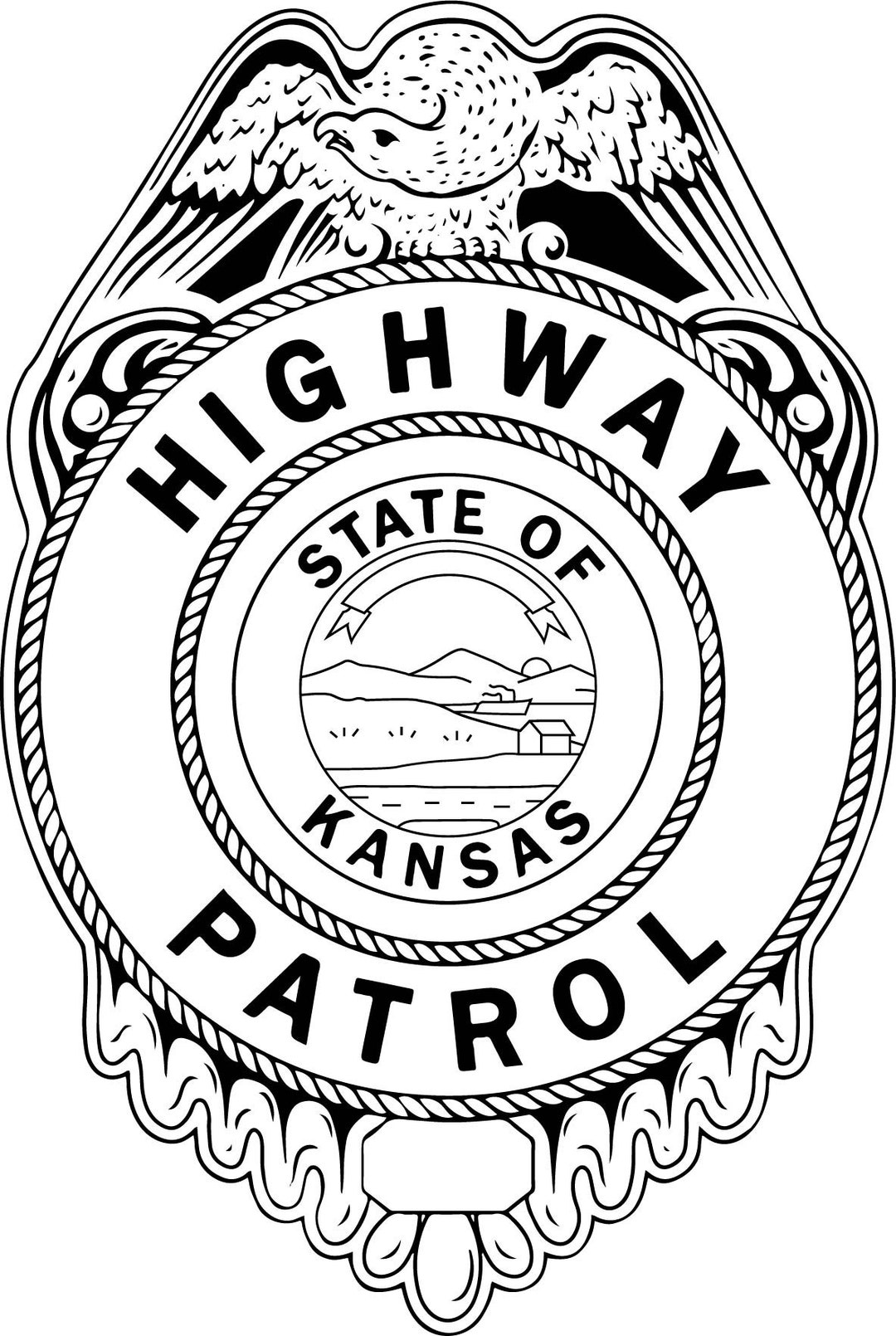 Kansas Highway Patrol Vector File Eagle, Badge, Black White, Svg ...