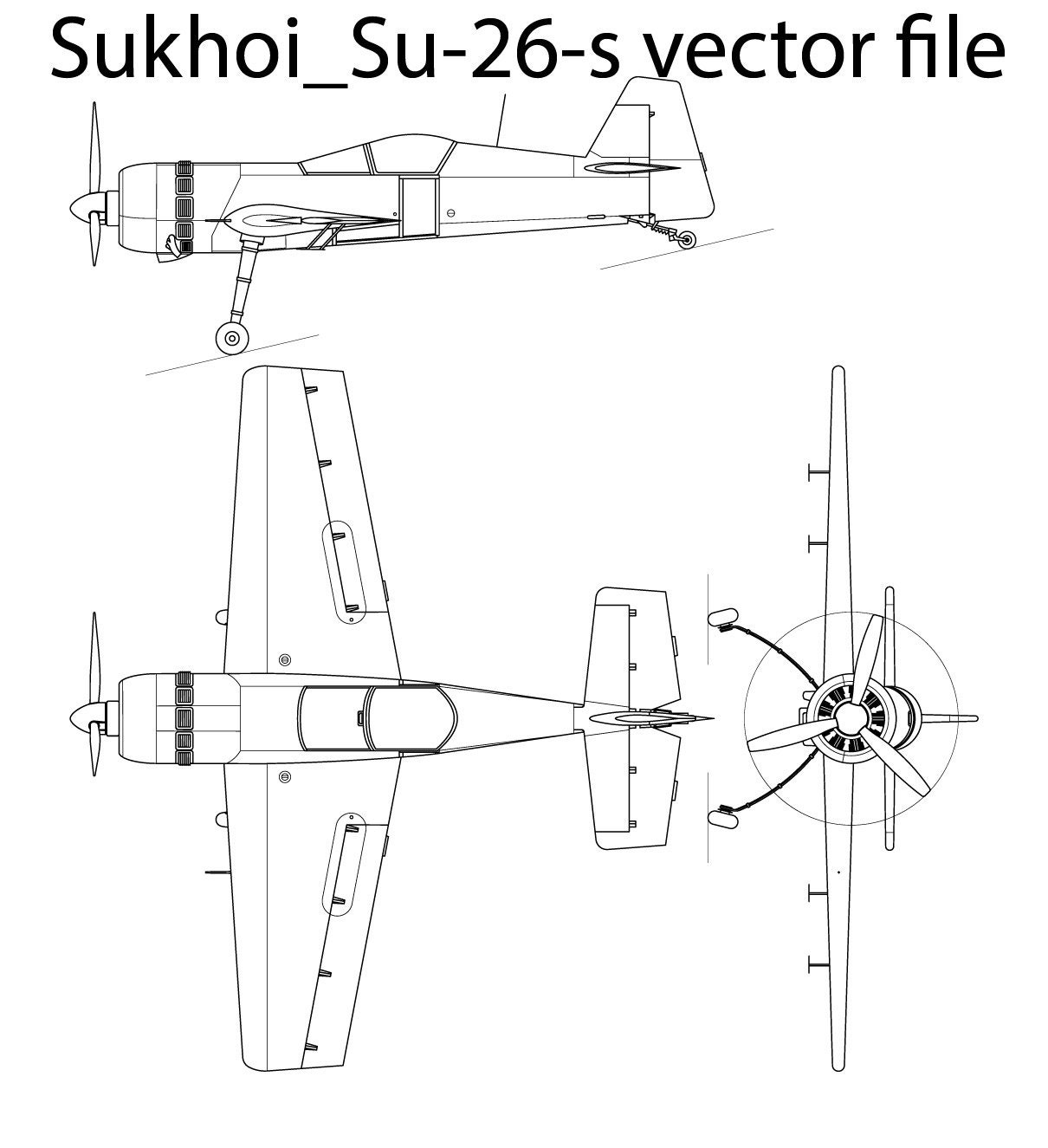 Sukhoi Su 26 Svg Vector File, Black White, Helicopter, Jet, Line Art ...