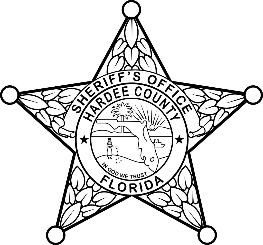Florida Sheriff Badge Hardee County Vector File Badge, Black White, Svg ...