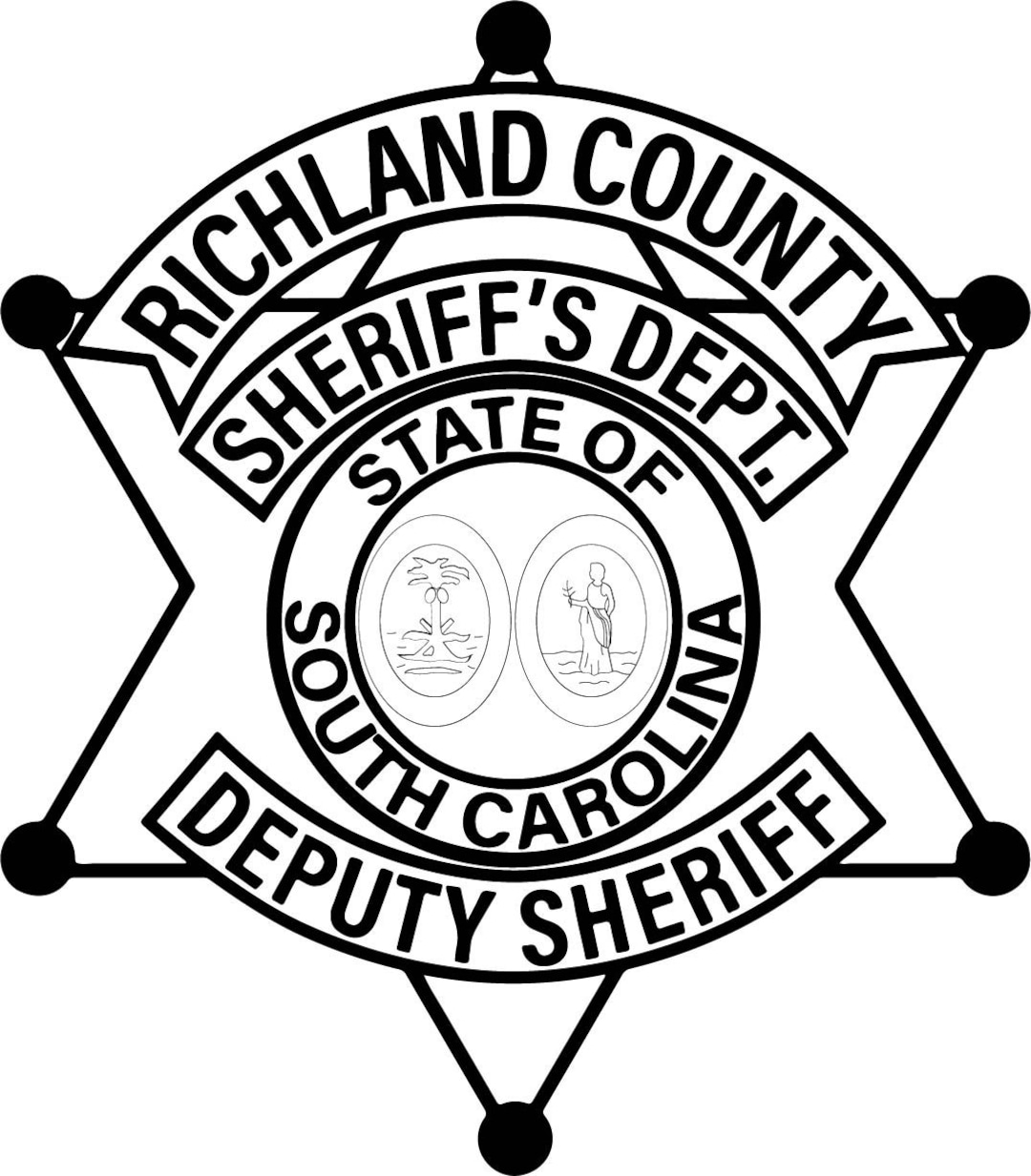Richland County South Carolina Sheriff Department Badge, Black White, Svg, Outline, Cnc Cut ...