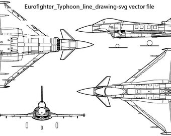 Northrop F 5E Tiger II 3 View Svg Vector File, Black White, Helicopter, Jet, Line Art, Cricut ...