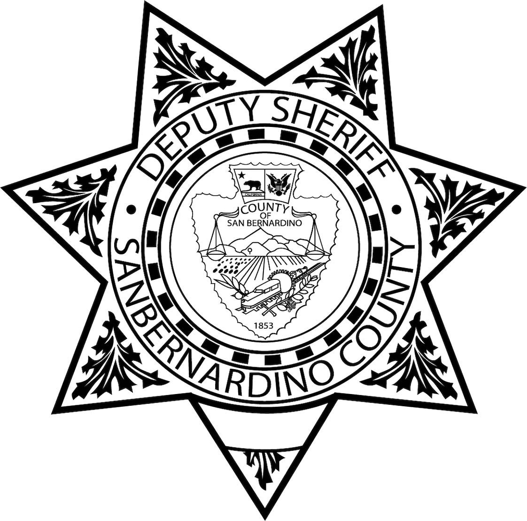 San Bernardino County Deputy Sheriff Vector File Badge, Black White, Svg, Outline, Cnc Cut ...