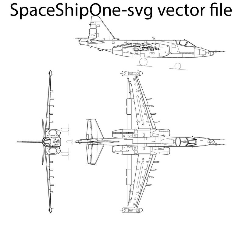 Suchoi Su 25 Svg Vector File, Black White, Helicopter, Jet, Line Art ...