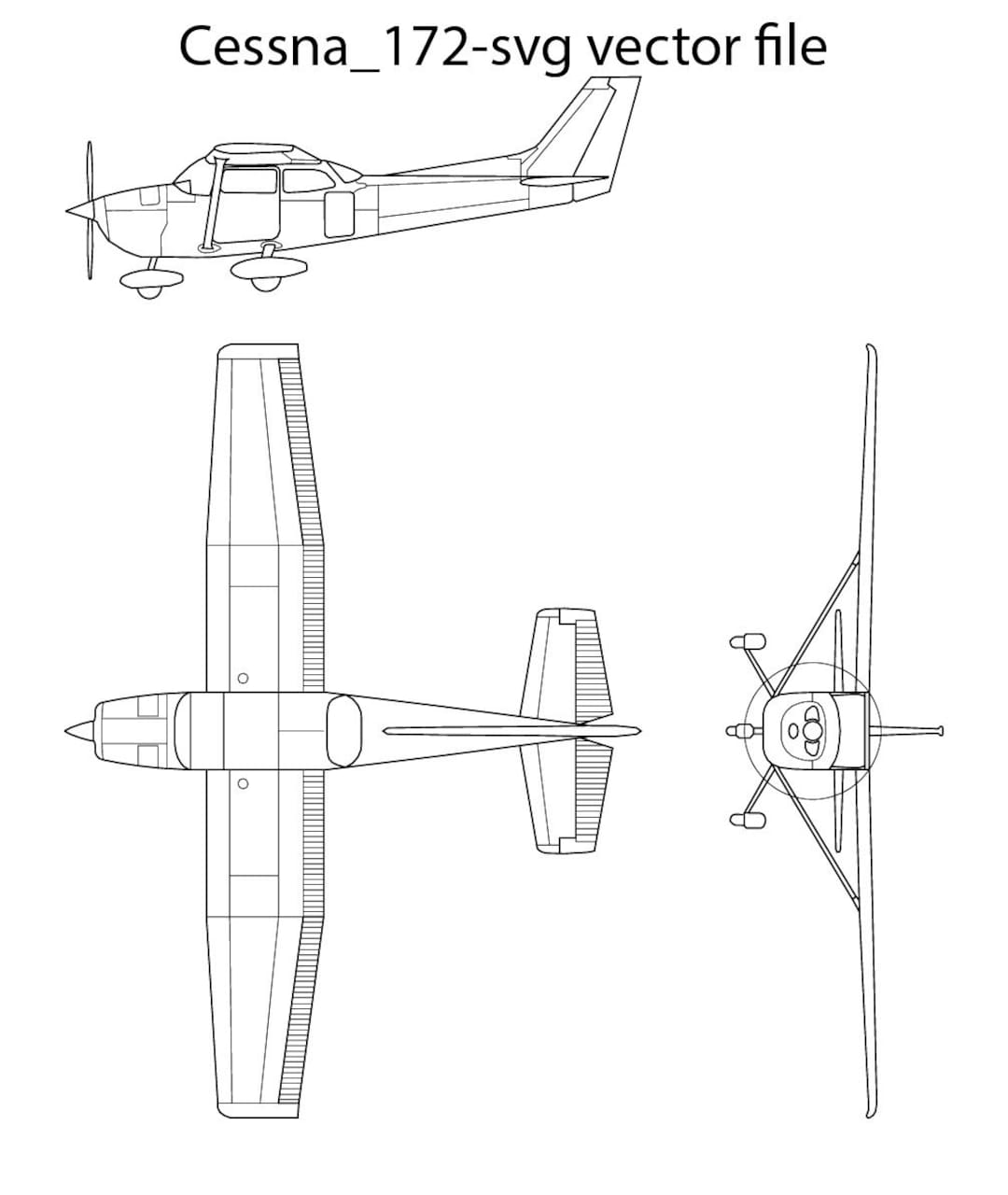 Cessna 172 Svg Vector File, Black White, Helicopter, Jet, Line Art ...