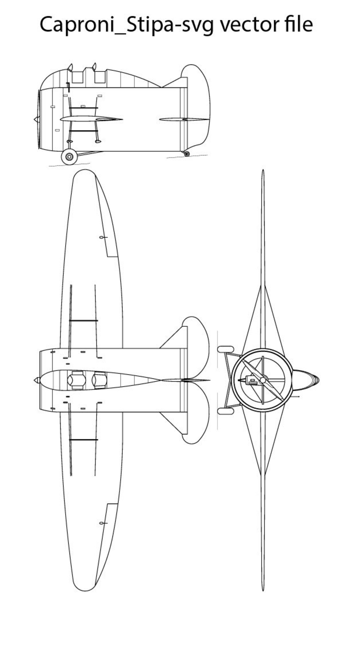 Caproni Stipa Svg Vector File, Black White, Helicopter, Jet, Line Art ...