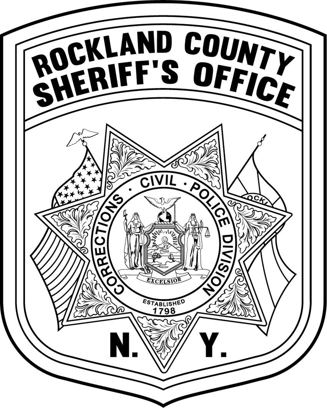 Rockland County Sheriffs Office Logo Badge, Black White, Svg, Outline, Cnc Cut, Laser Cut ...