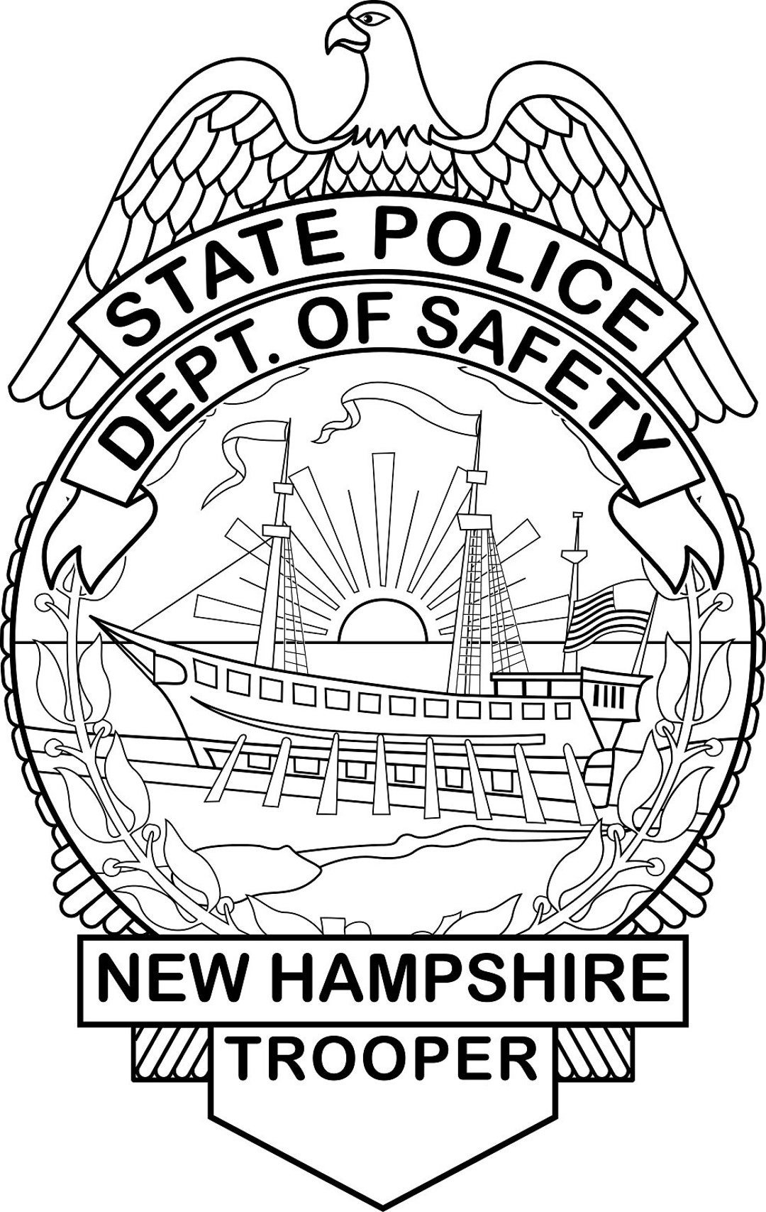 New Hampshire State Police Trooper Badge Badge, SVG, Vector, DXF, CNC ...